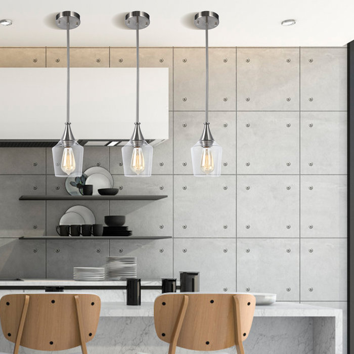 Ebern Designs Baldon 1 - Light Silver Bell Pendant | Wayfair